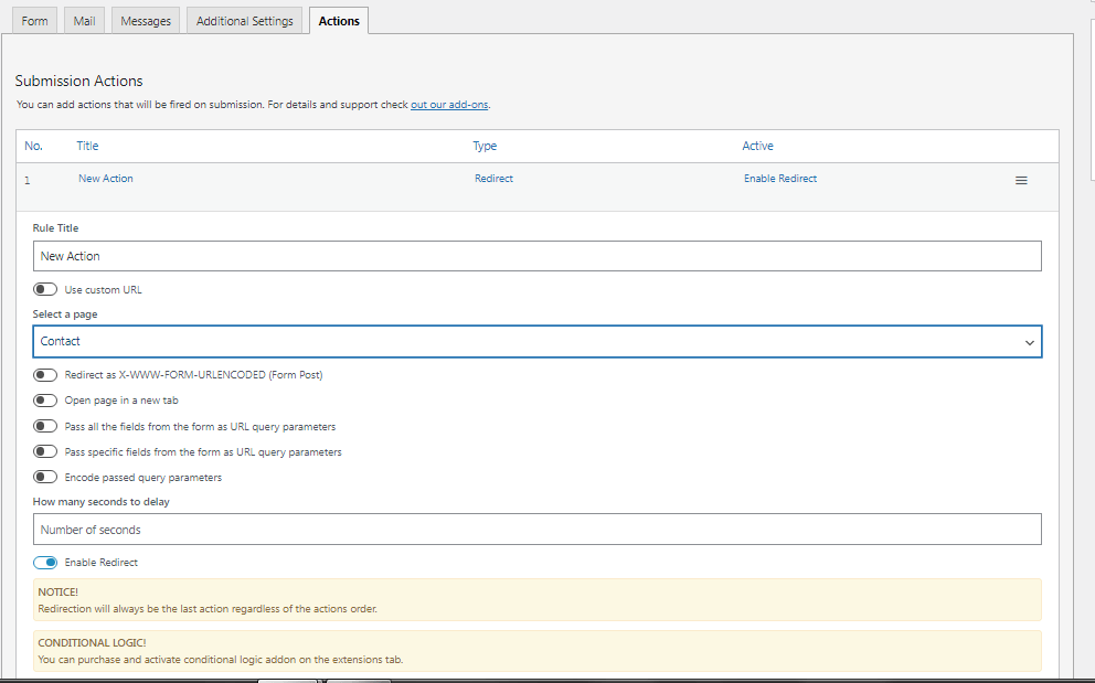 How to redirect contact form 7 after form submission WordPress